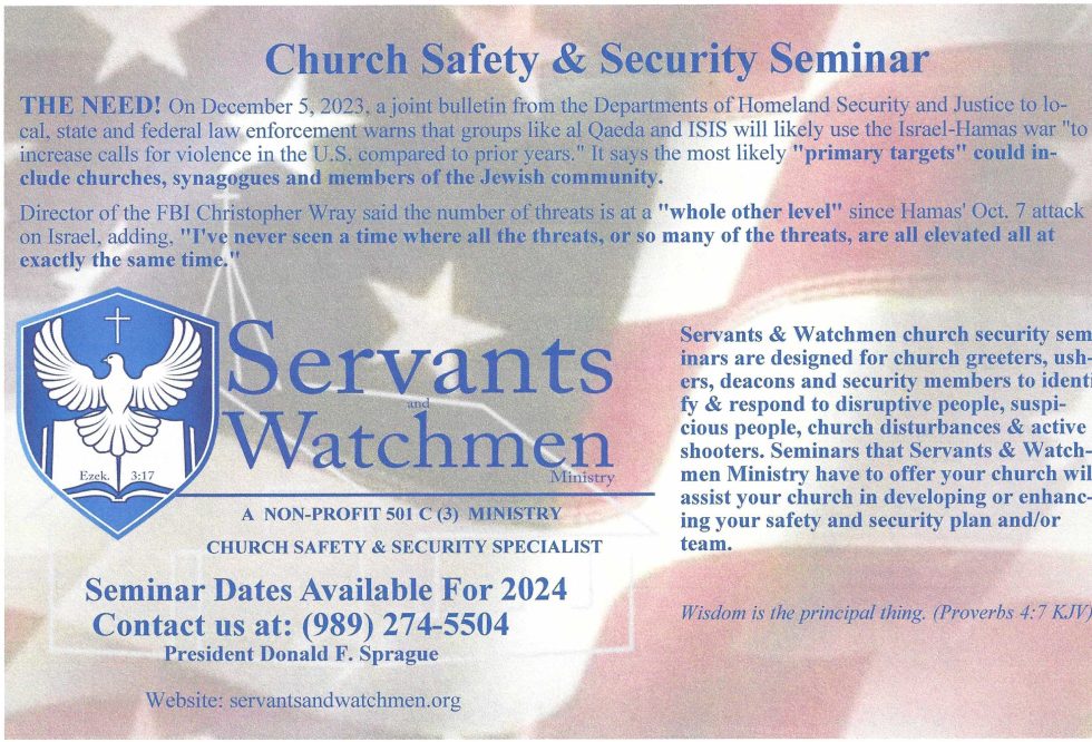 Servants & Watchmen Church Security Ministry 2024 Seminar Dates Are ...